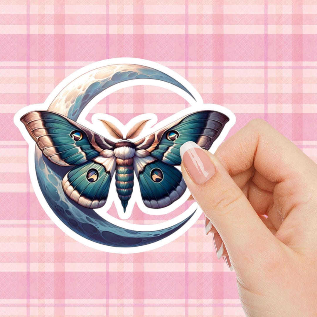 Luna Moth Stickers, Moon Phase Decals, Celestial Vinyl Stickers ...
