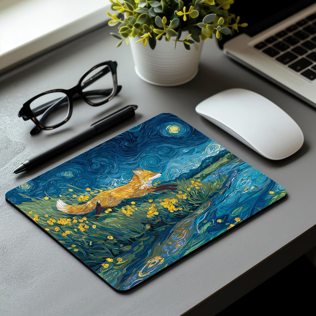 Fox Abstract Forest Mouse Pad 9x8, Fox Lover Gifts, Nature Lovers Gift ...