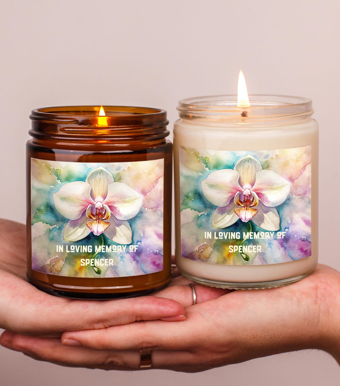 Personalized Memorial Scented Candle, Floral Wax Candle Custom ...