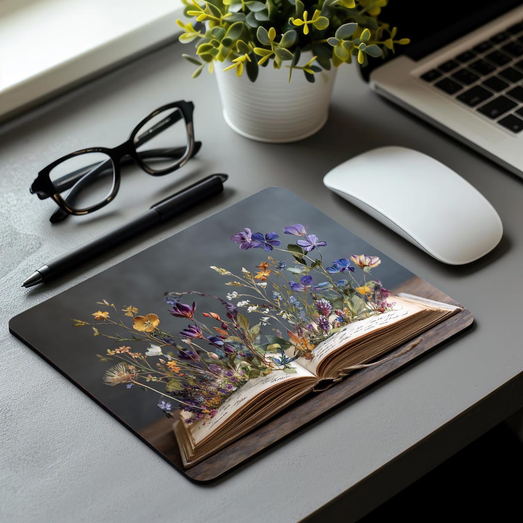Wildflowers Books Mouse Pad 9x8, Bookish Gifts Cute Gaming Mouse Pad ...