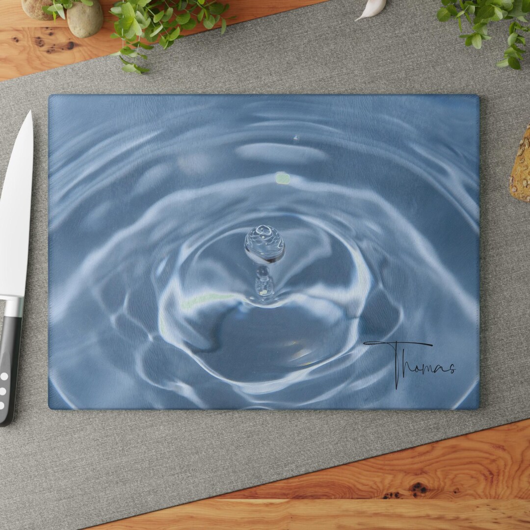 Personalized Water Drop Glass Cutting Board, Custom Mom Birthday Gift ...