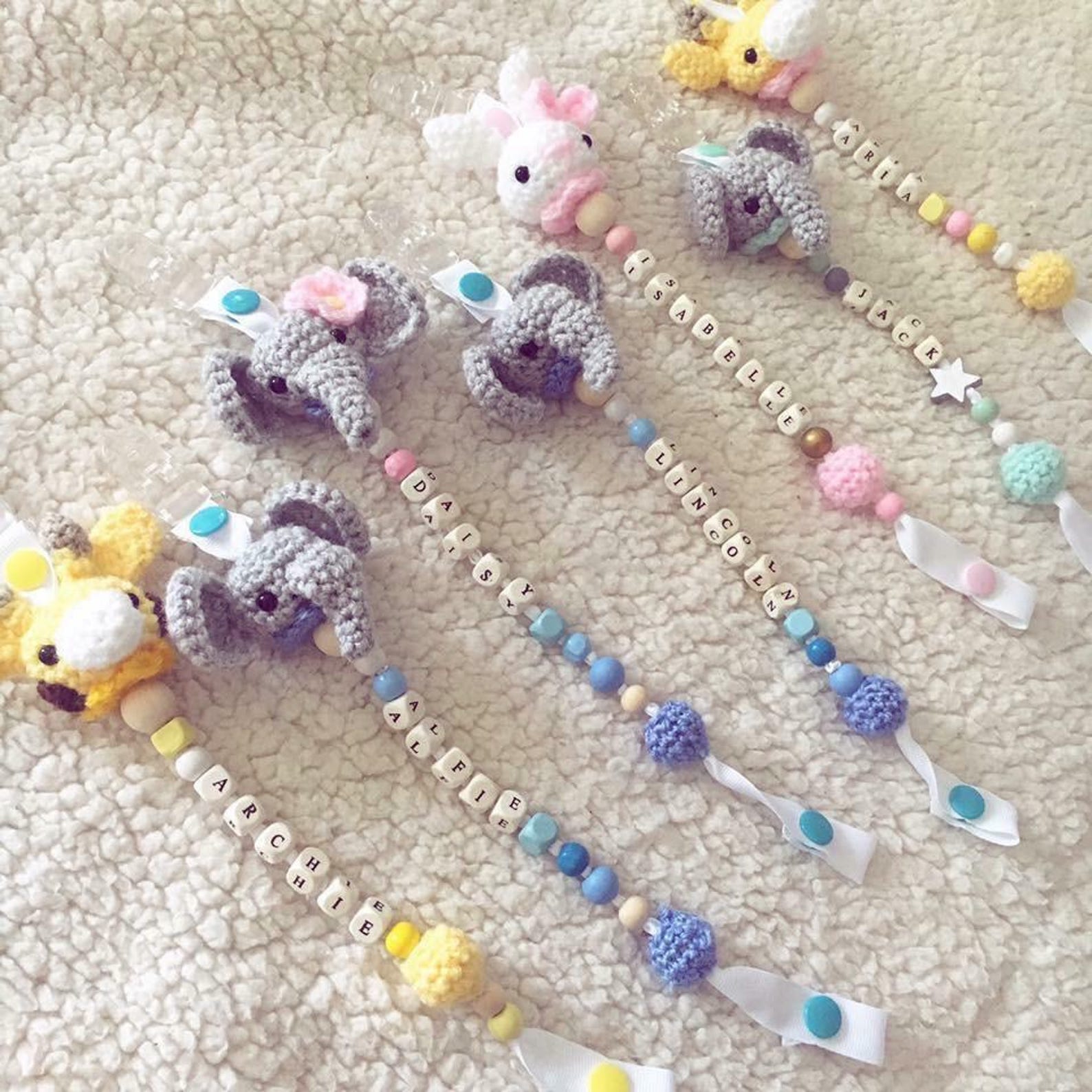 Crochet Pattern Animal Amigurumi Dummy Pacifier Clip| Cute Elephant ...
