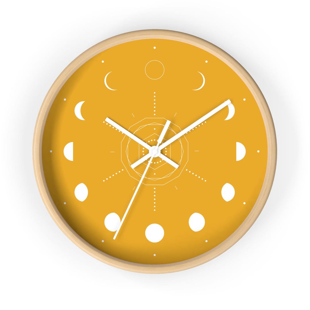 Moon Phase Wall Clock | Minimalist Clock, Orange Aesthetic Timepiece ...