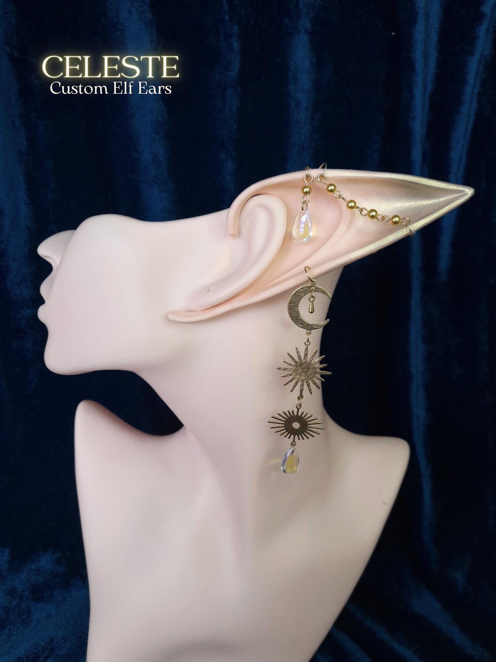 Gold Celestial Customised Elf Ear, Latex Fairy Ear Cosplay, Goddess ...
