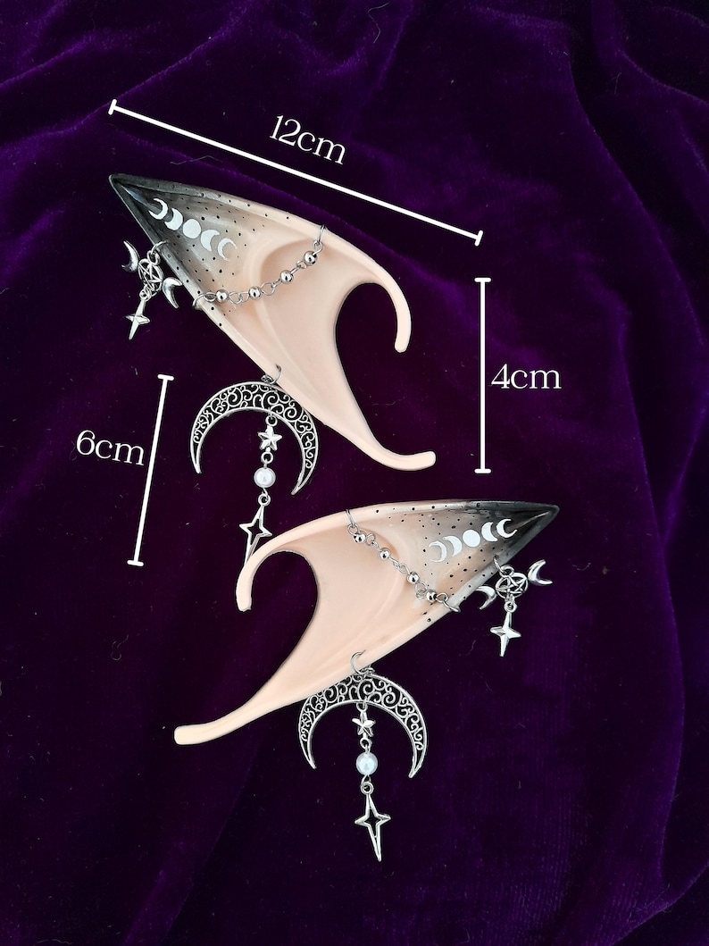 Lunar Phases Customised Elf Ears, Latex Fairy Ears Cosplay, Gothic ...