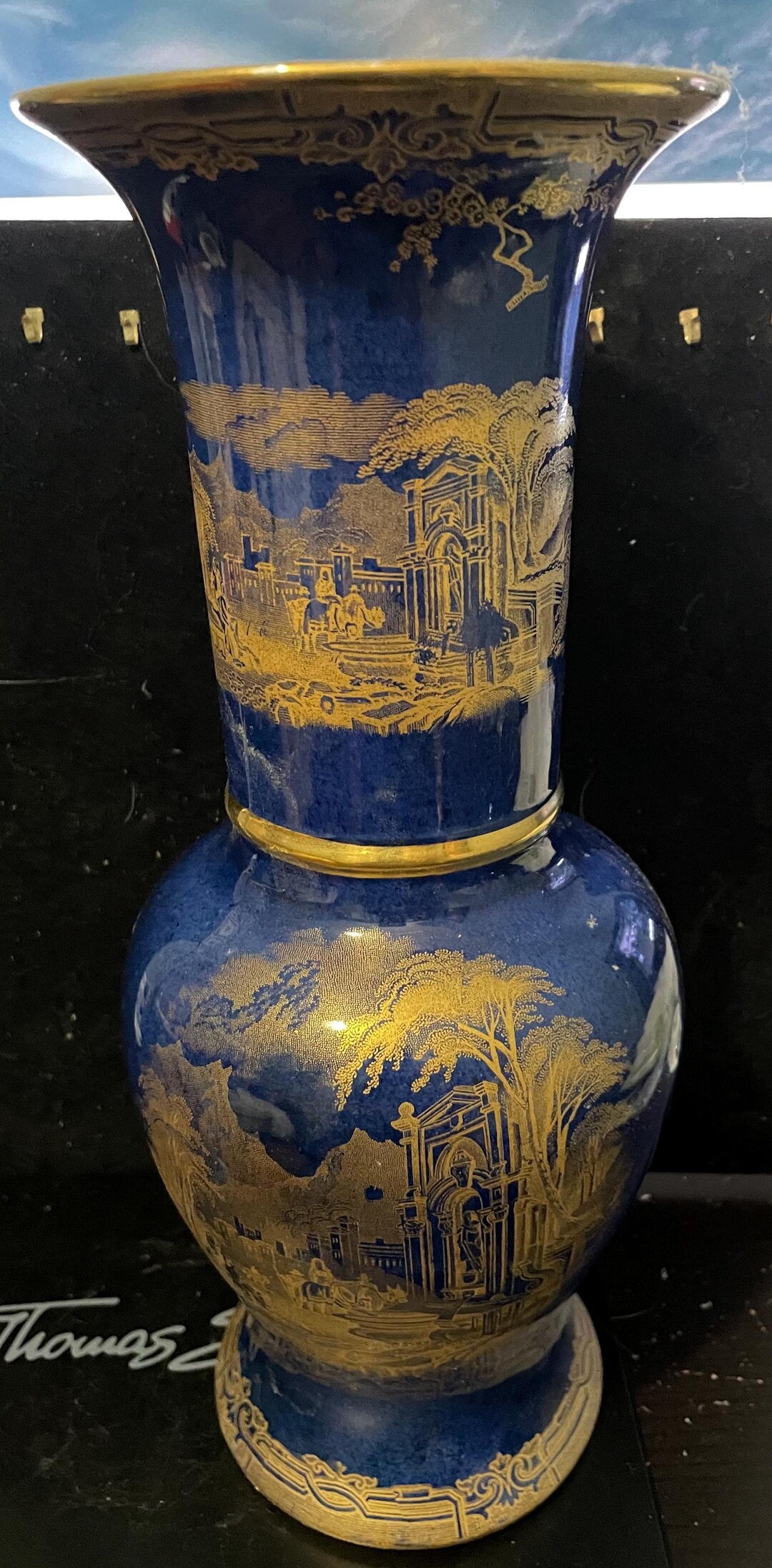 Carlton Ware Vase - Stoke on Trent Tall Blue Vase in Excellent ...