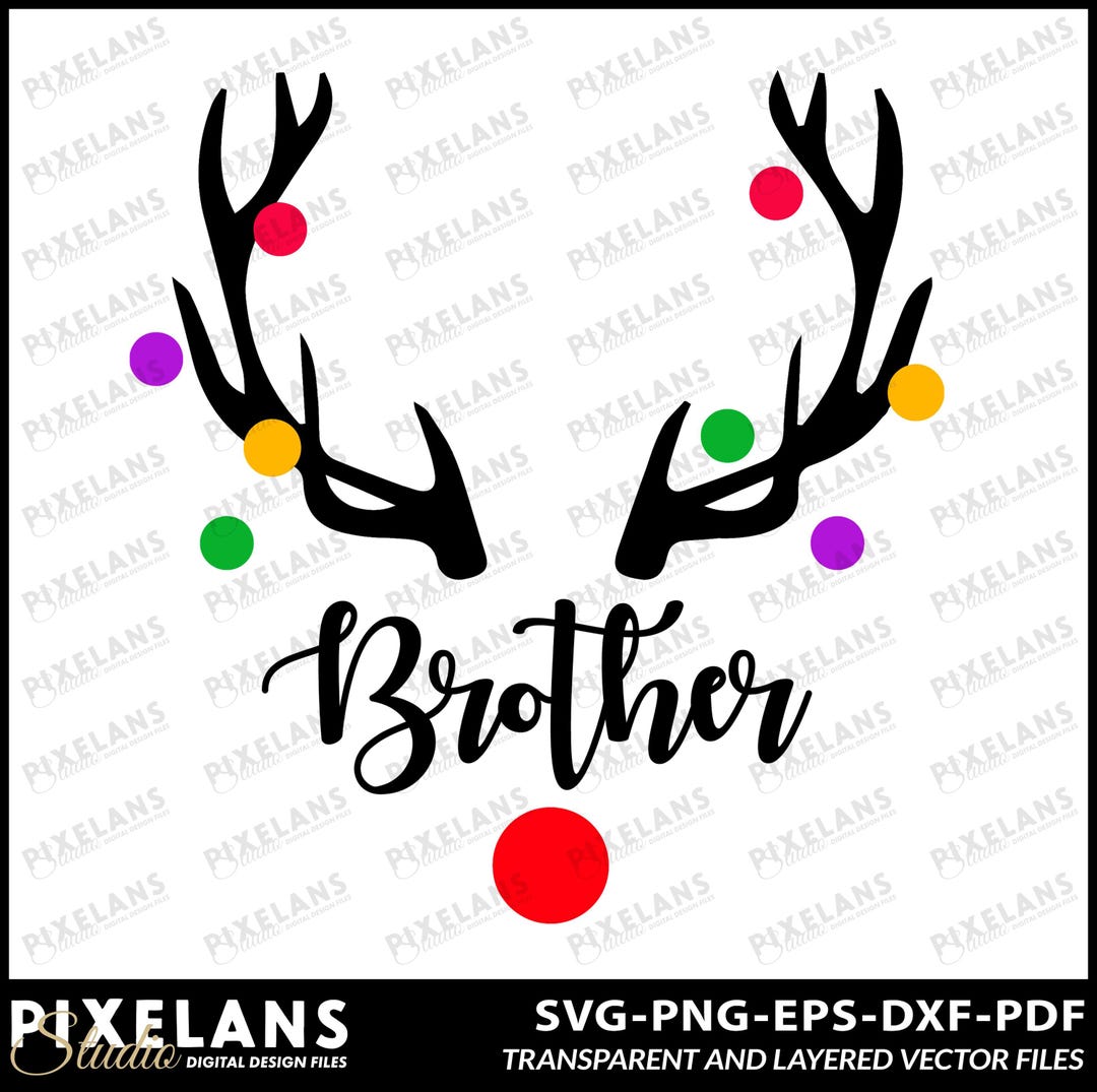 Brother Reindeer Antlers Digital Design Download, Christmas Digital Art ...