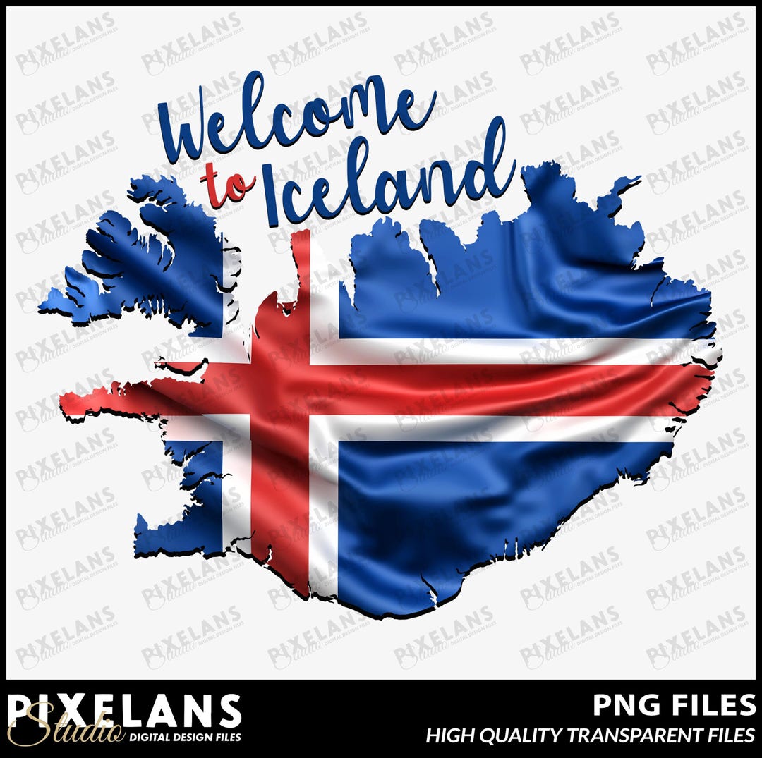Welcome to Iceland Digital Design Download, Icelandic Flag Map Art ...