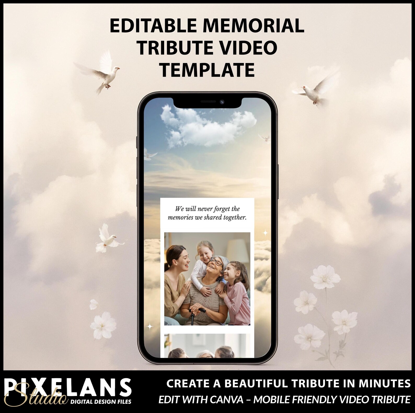 Editable Funeral Tribute Video Template, Mobile Memorial Slideshow ...