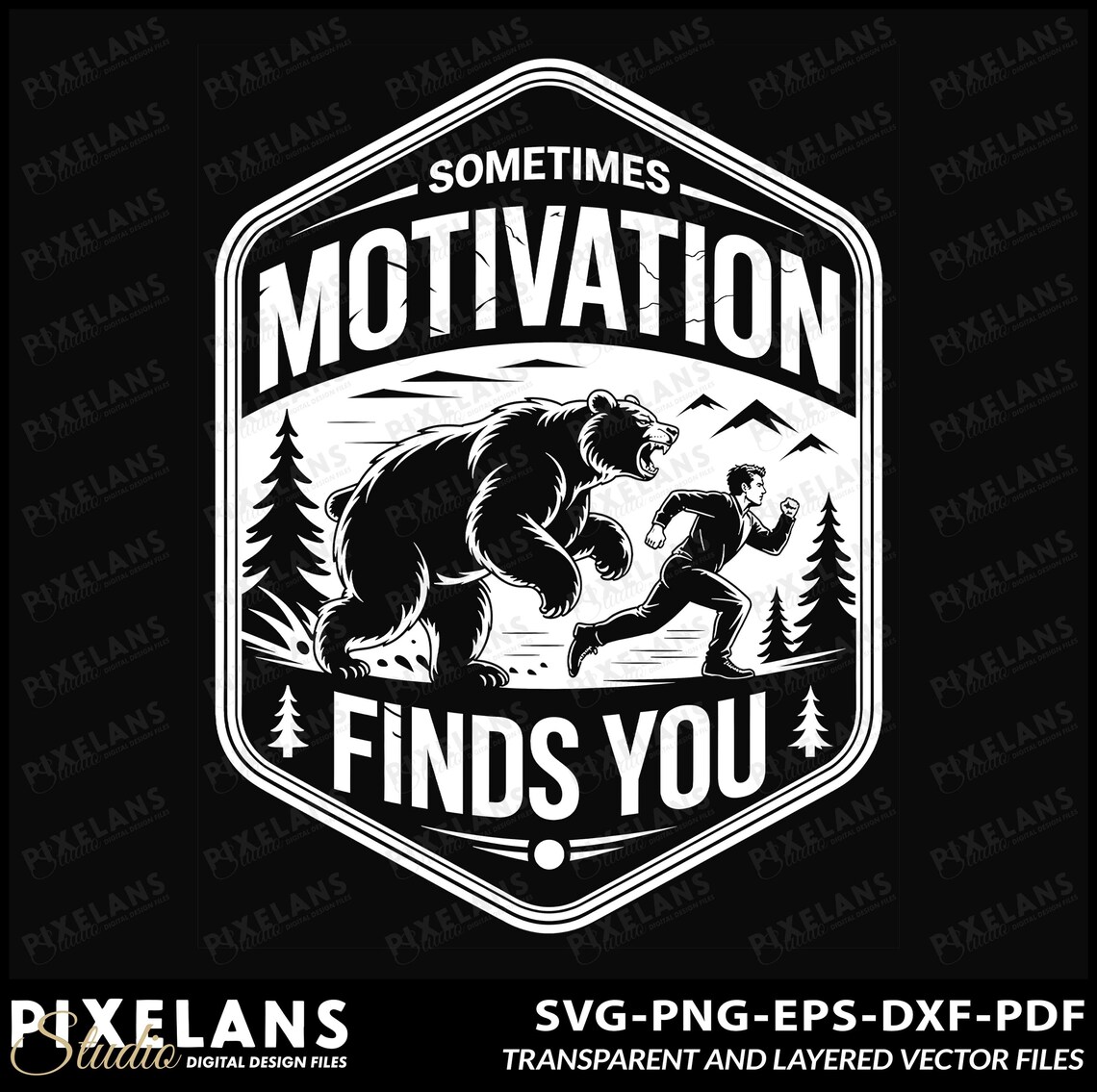 Funny Bear Chase Motivation Art: Rustic Wilderness Poster (digital ...