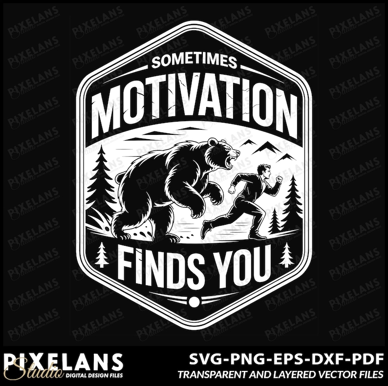Funny Bear Chase Motivation Art: Rustic Wilderness Poster (digital ...