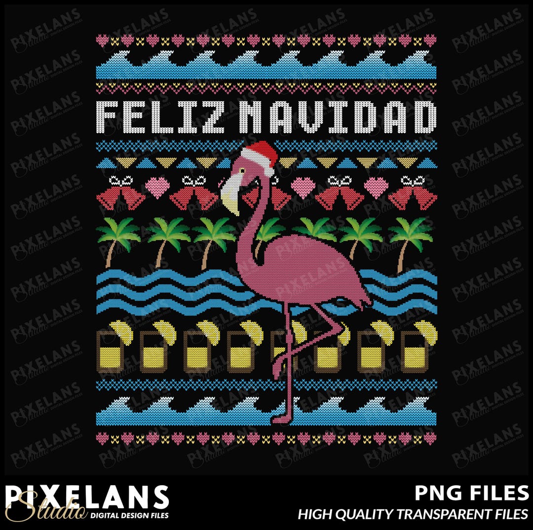 Feliz Navidad Flamingo Christmas Digital Design Download, Tropical Ugly ...