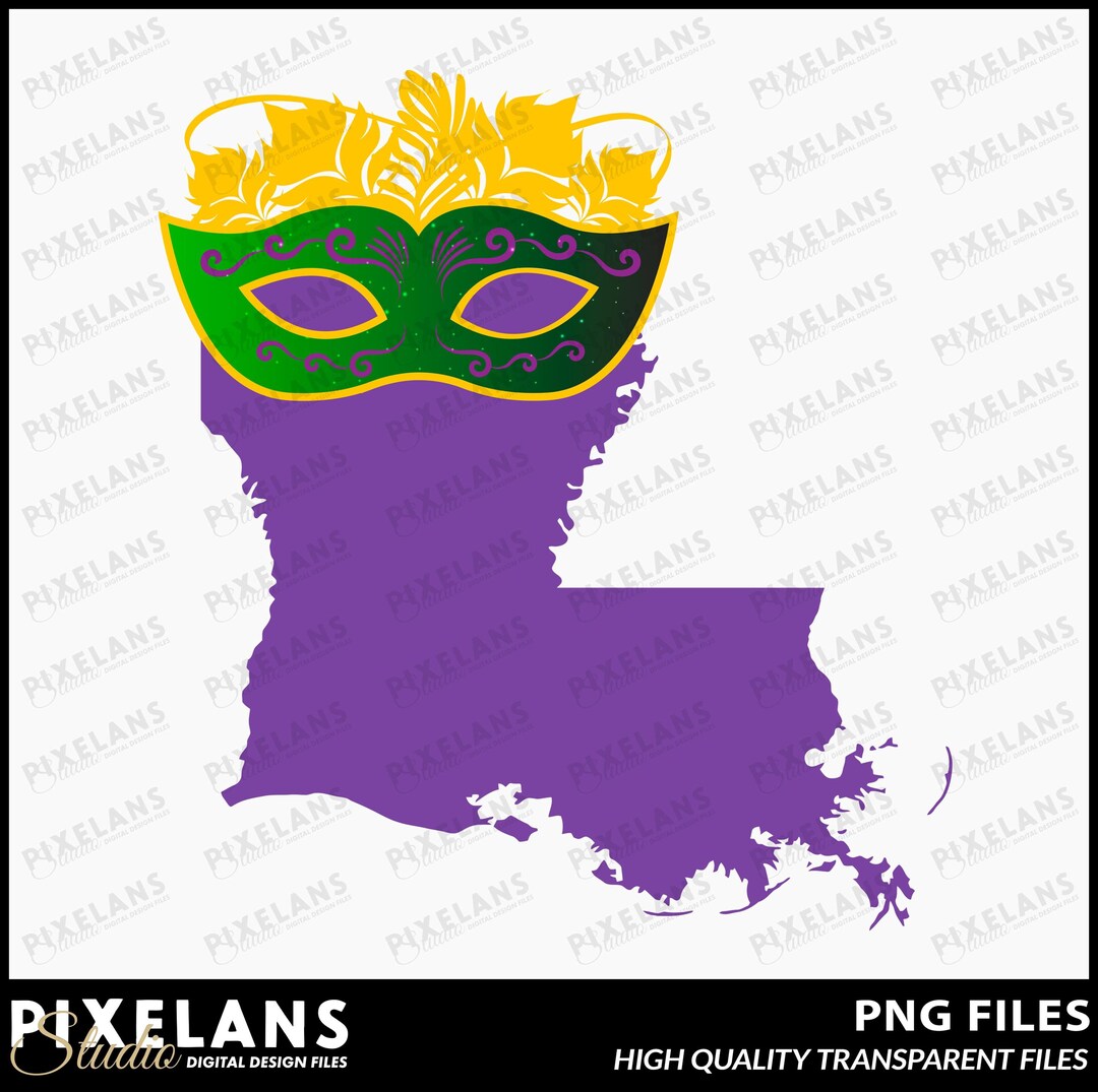 Mardi Gras Louisiana State Mask Graphic (digital Design) - Etsy