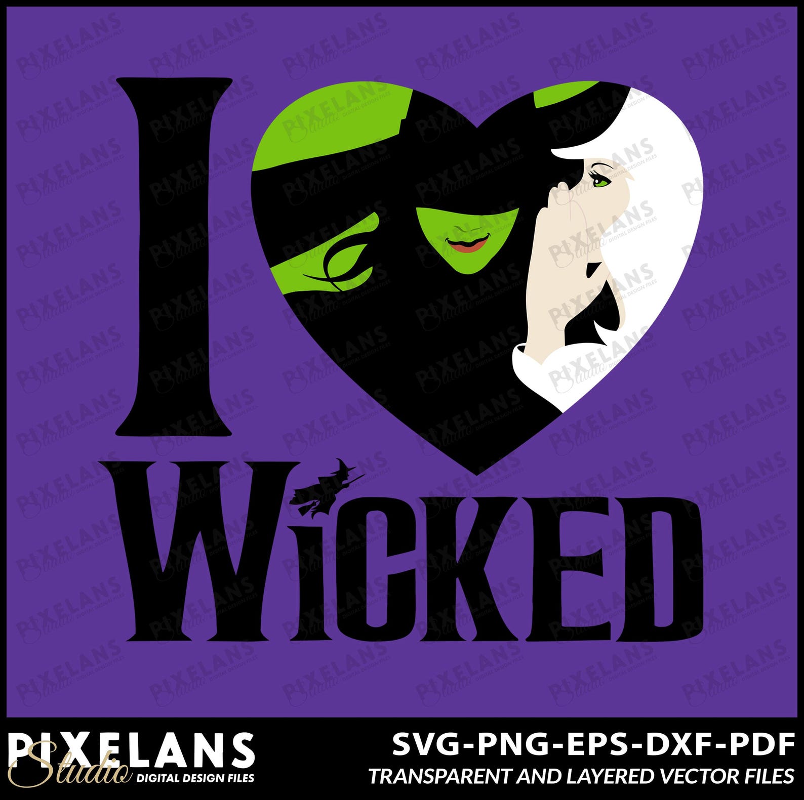 I Love Wicked Musical Theater Art: Witch-themed Design (digital ...