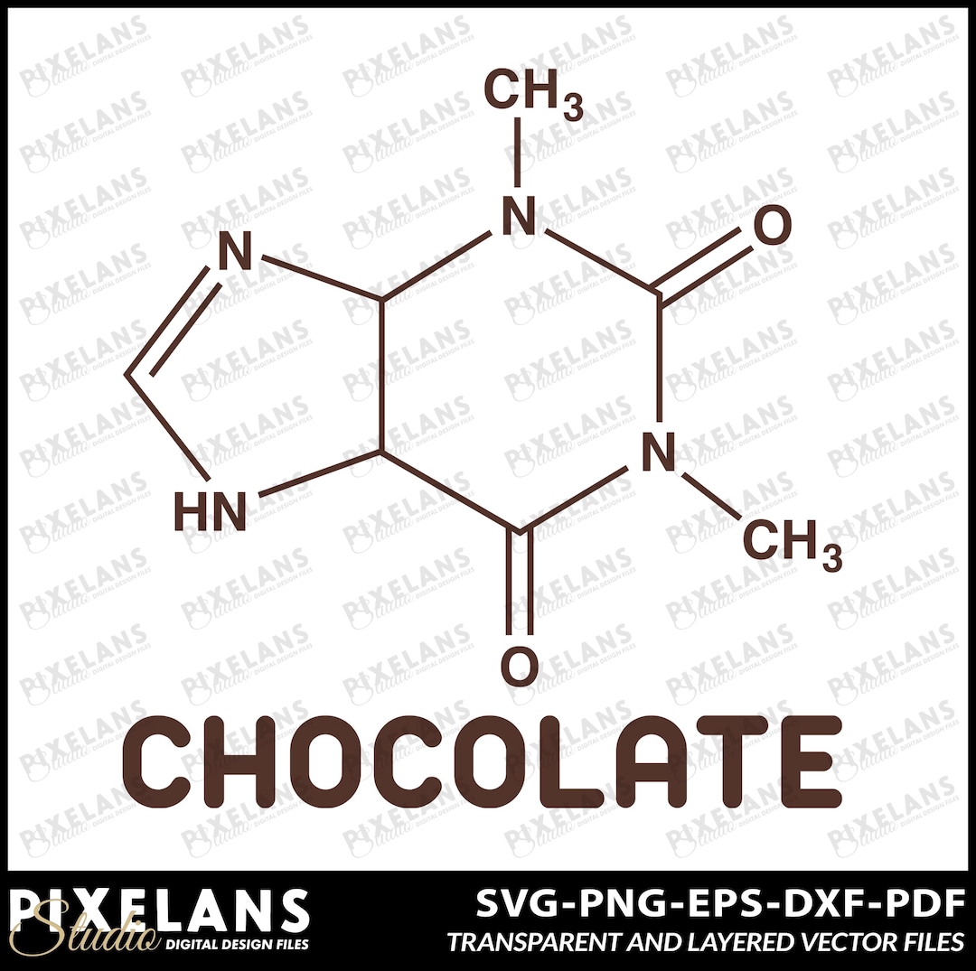 Chocolate Molecule SVG: Theobromine Structure Clipart (digital Download ...