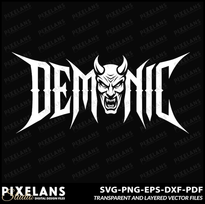 Demonic Skull Digital Design Download, Heavy Metal Band Logo Style Art ...