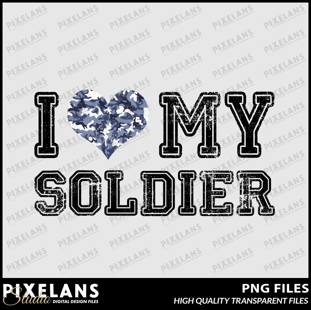 I Love My Soldier SVG: Blue Camo Heart, Military Family (digital ...