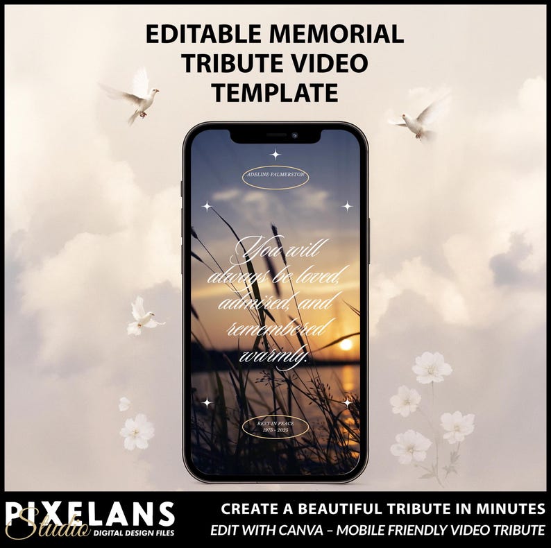 Editable Funeral Tribute Video Template, Mobile Memorial Slideshow ...