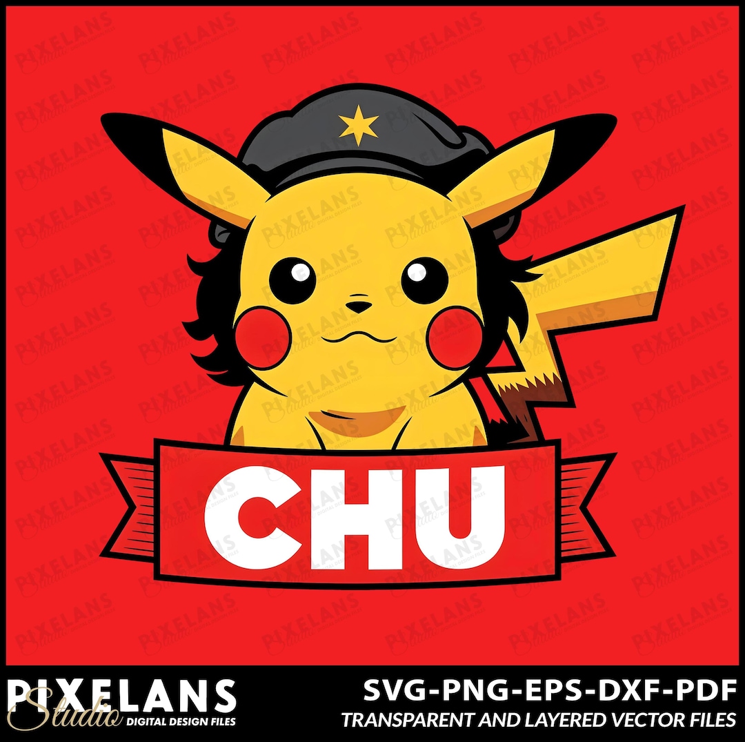 Che Inspired Pikachu Parody Digital Design Download, Rebel Pikachu ...