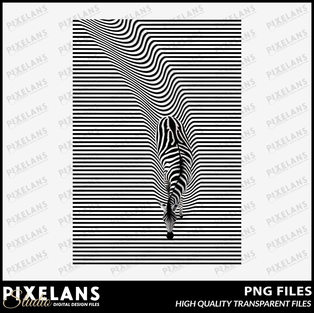 Zebra Optical Illusion Digital Design Download, Black and White ...