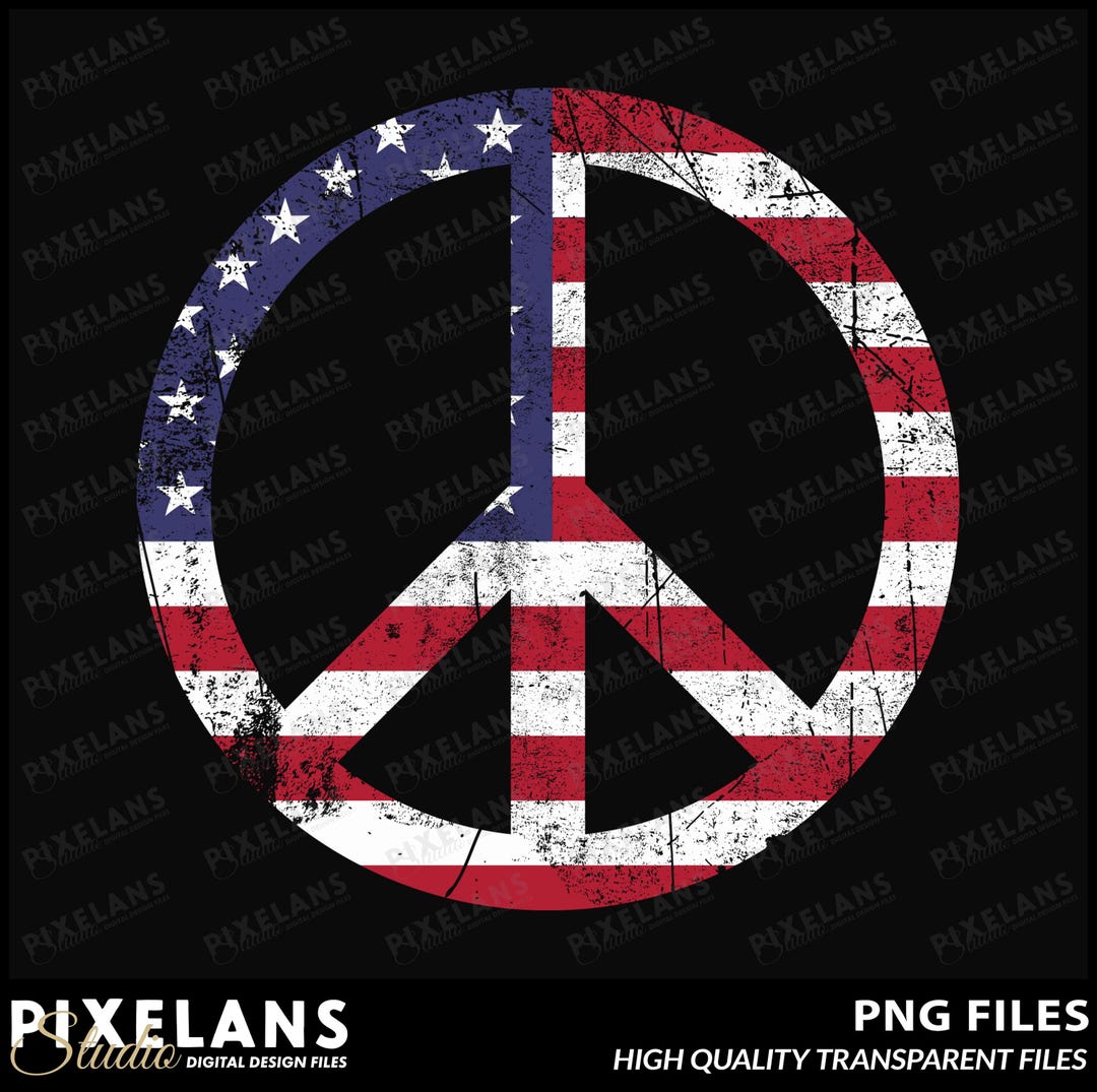 American Flag Peace Sign Digital Design Download, Patriotic Grunge, USA ...