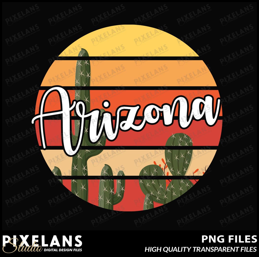 Arizona Sunset Cactus Design: Retro Southwest Art (digital Download) - Etsy