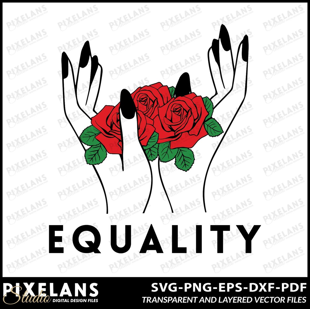 Feminist Equality Hands and Roses Digital Design Download, Women ...