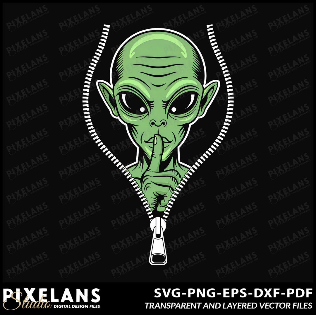 Funny Alien Shhh Zipper Art: Sci-fi Conspiracy Poster (digital Download ...