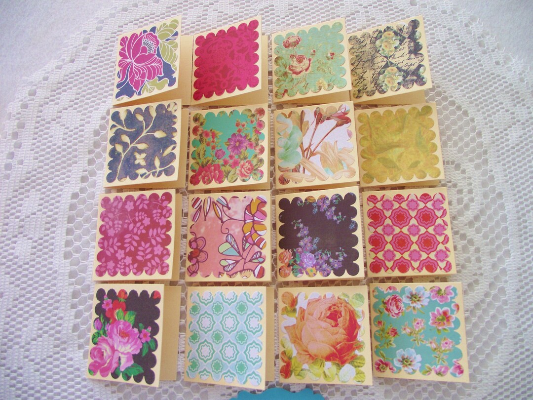 2" Mini Note Cards/gift Cards - Shop Thank You Cards-assorted Flower ...