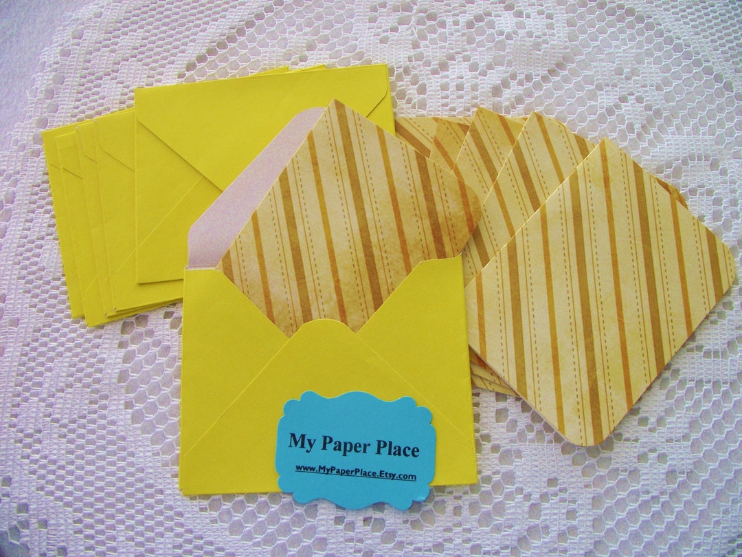 6 3x4 Mini Note Cards/gift Cards With Envelopes Tan Striped Patterned ...