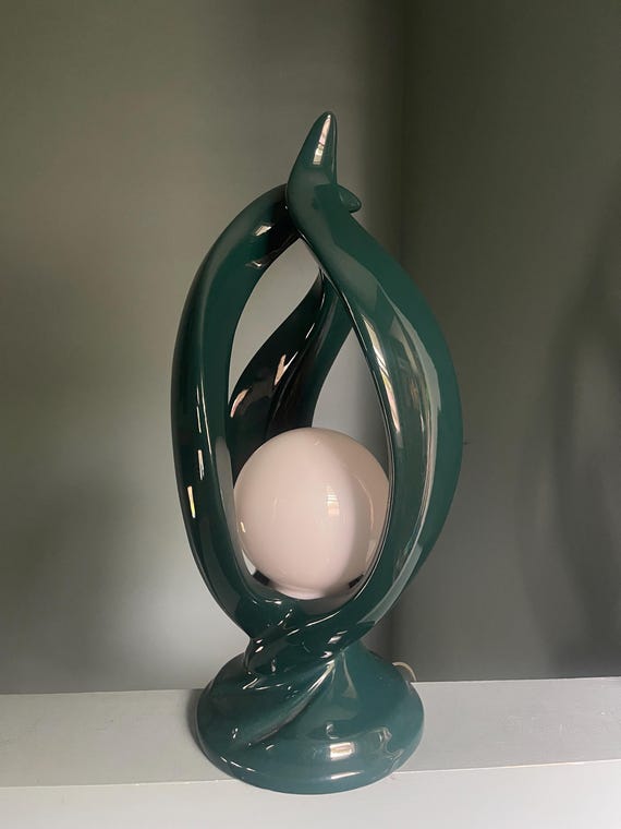 Vintage Genuine Harris Lamp Co. Green Ceramic Lamp of… - Gem