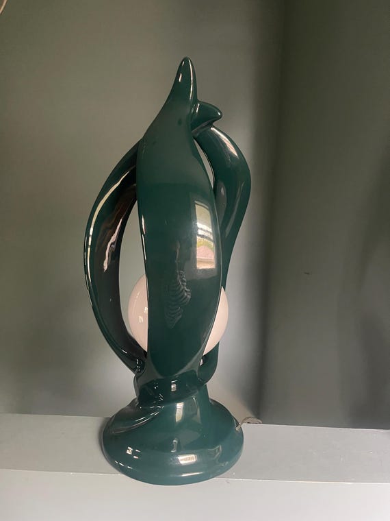 Vintage Genuine Harris Lamp Co. Green Ceramic Lamp of… - Gem