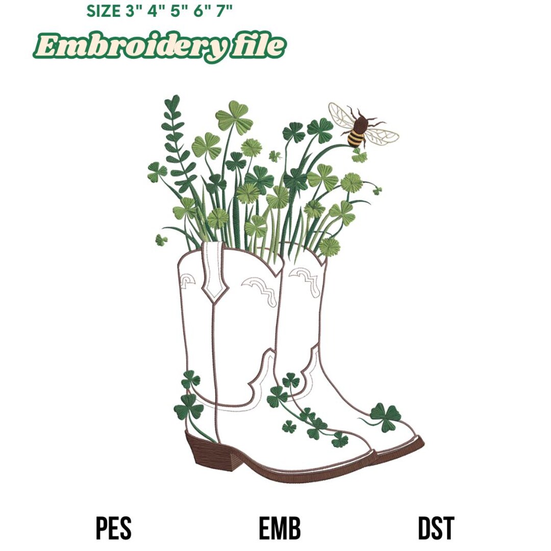 St Patricks Day Western Coastal Cowgirl Embroidery Designs Green Clover ...