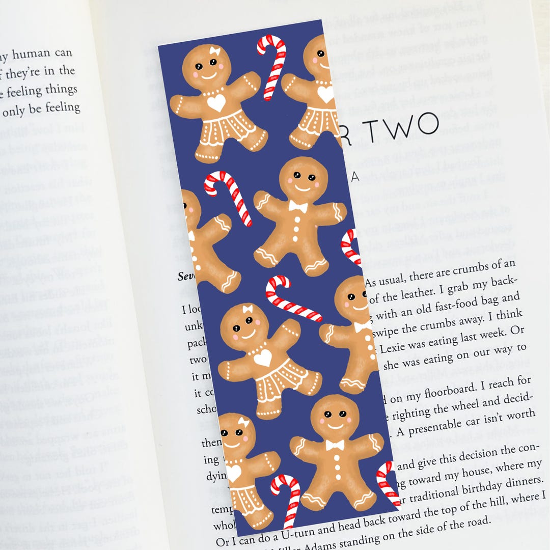 Gingerbread Bookmark blue Christmas Book Gift - Etsy