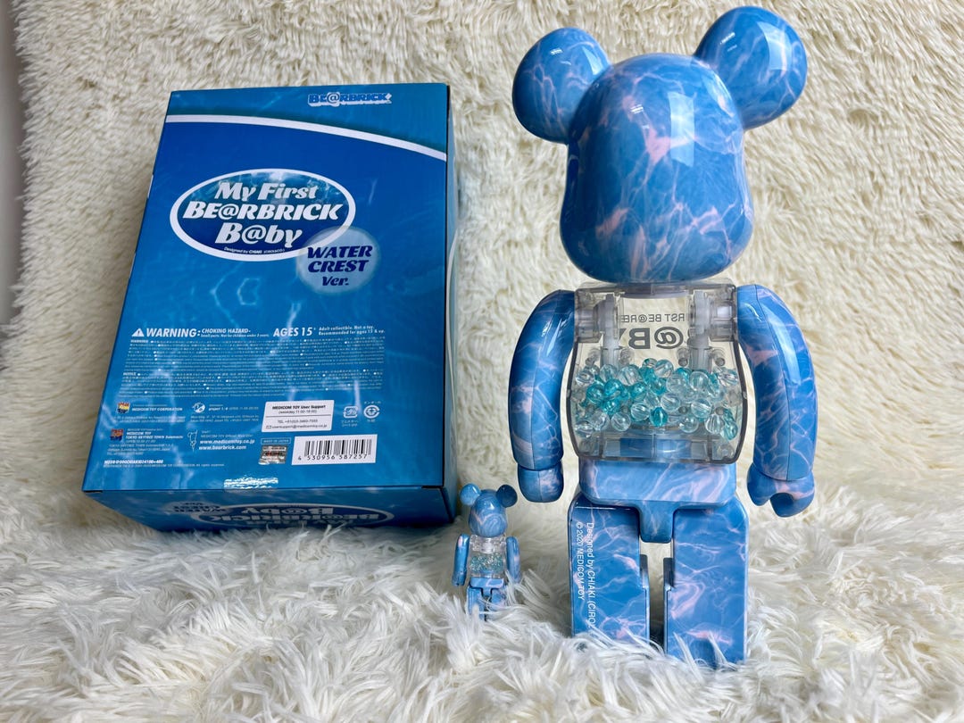 Decorative Bearbrick 400 Inspired Water Crest Bear Statue Modern Shelf ...