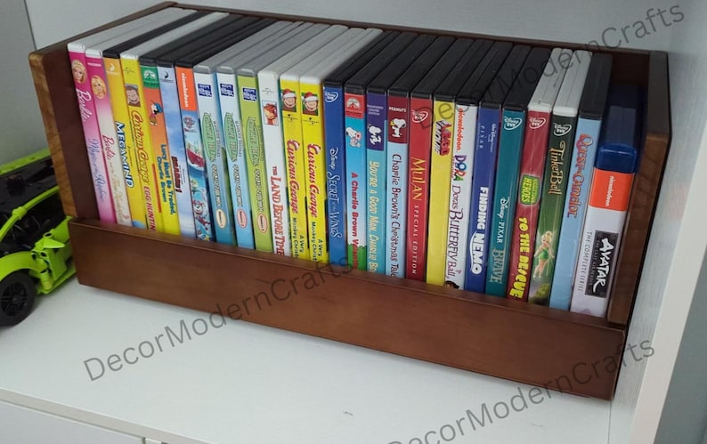 Wooden DVD Drive Organizer | DVD Storage Rack | Movie Storage Bin | DVD ...