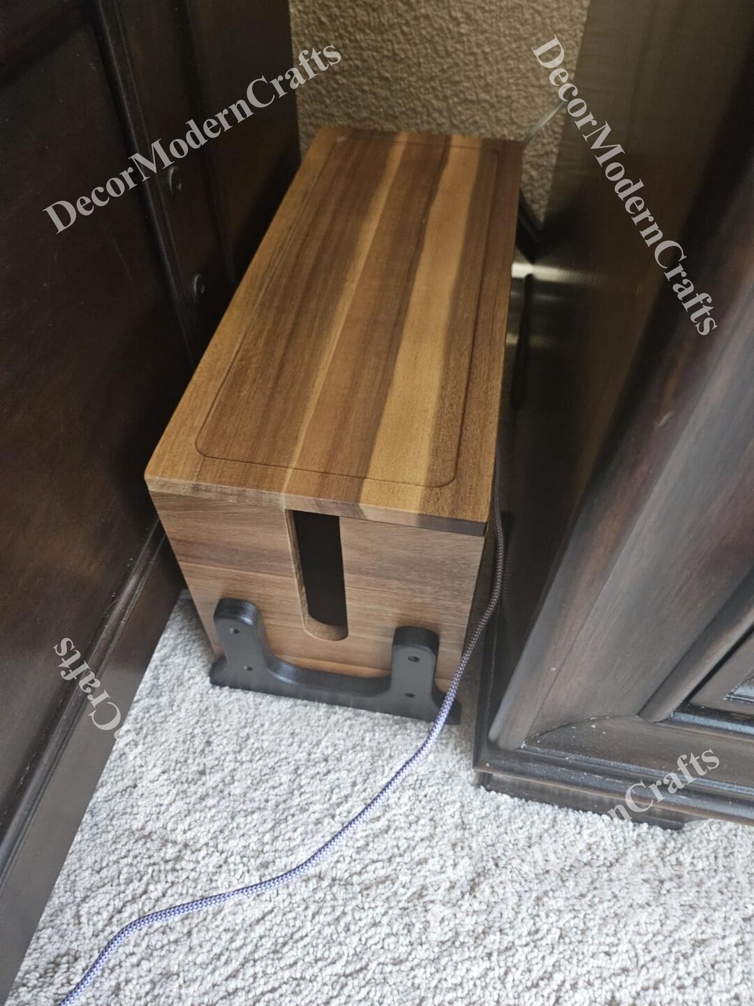 Wooden Cable Management Box – Extra-large Cord Organizer With Magnetic ...