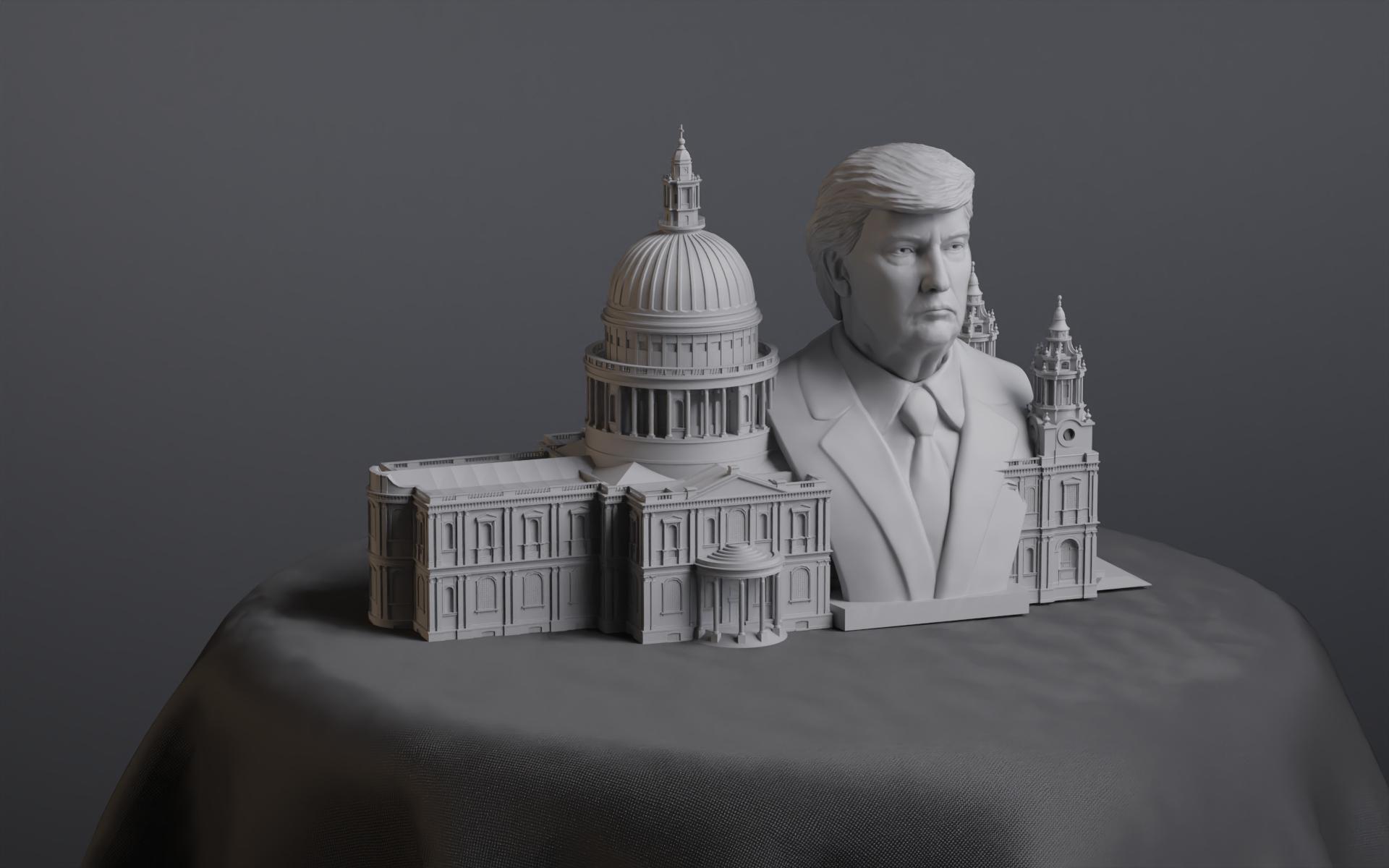 Trump With White House 3D Print Model STL File - Etsy