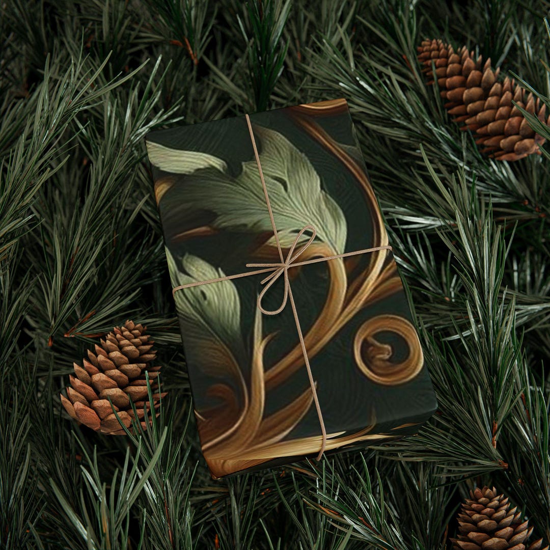 Regal Forest Green and Gold Flower Pattern Holiday Wrapping Paper - Etsy