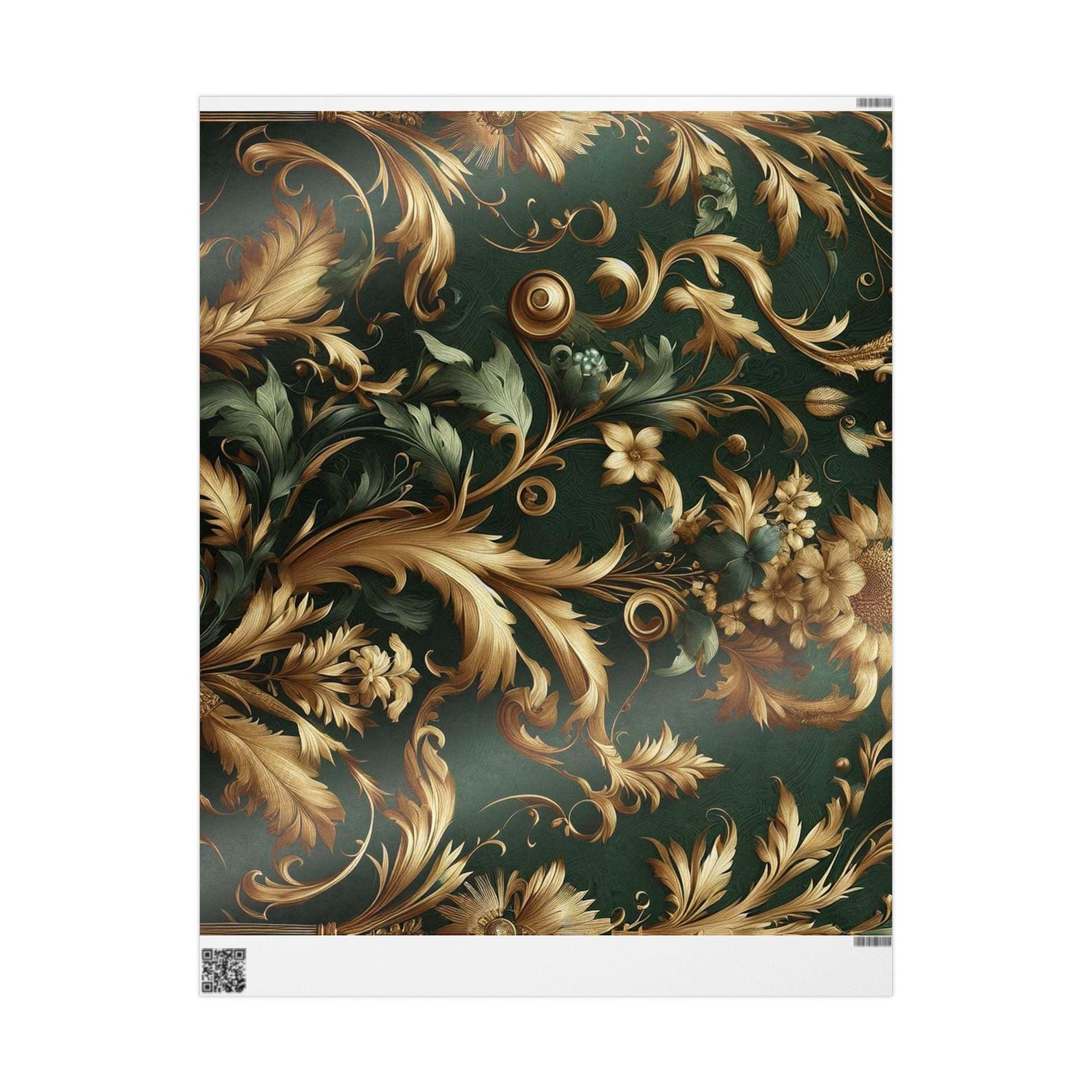 Regal Forest Green and Gold Flower Pattern Holiday Wrapping Paper - Etsy