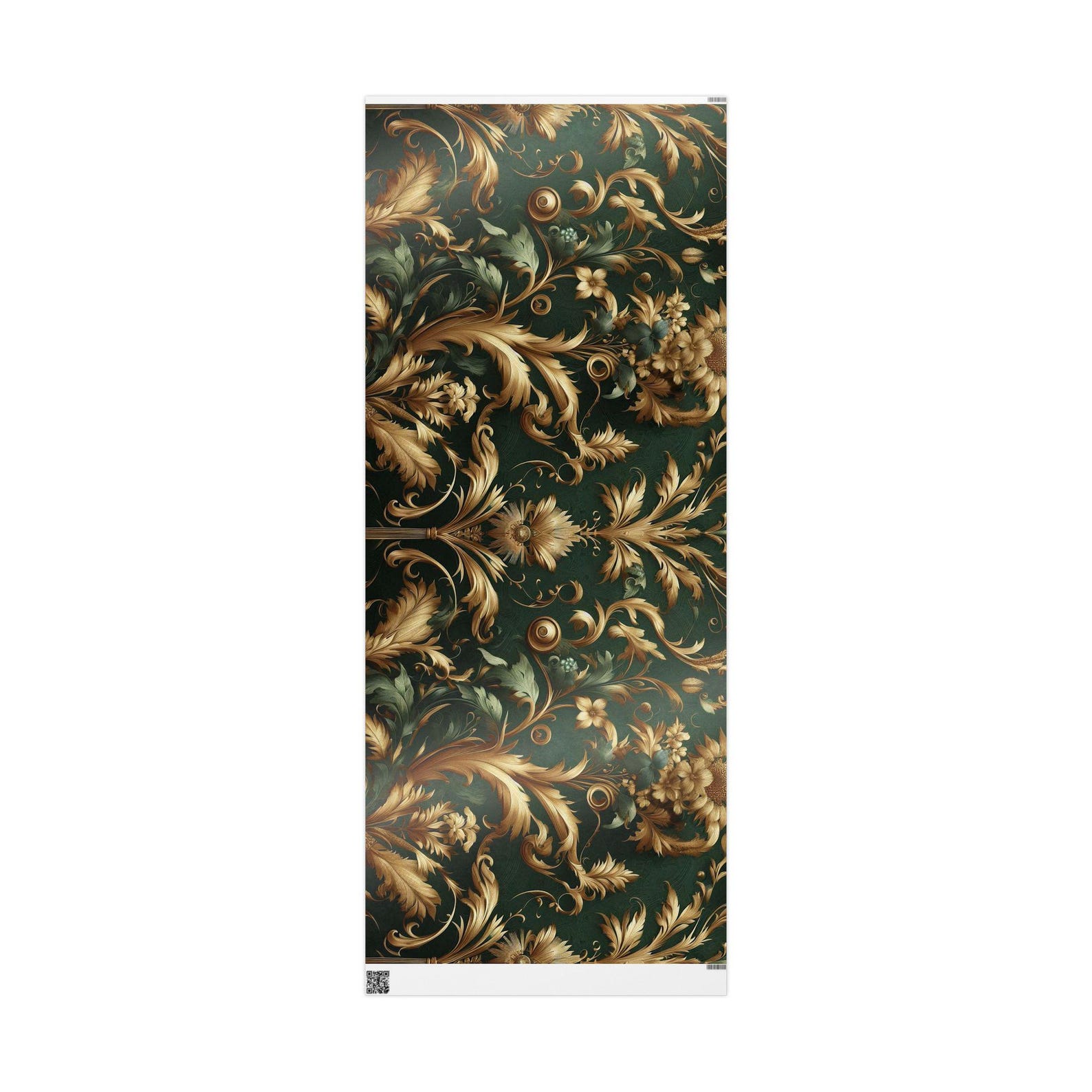 Regal Forest Green and Gold Flower Pattern Holiday Wrapping Paper - Etsy