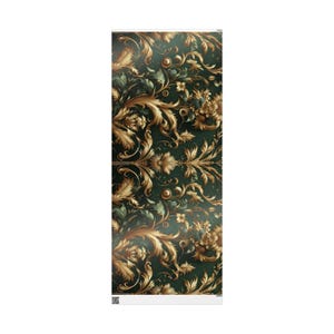 Regal Forest Green and Gold Flower Pattern Holiday Wrapping Paper - Etsy