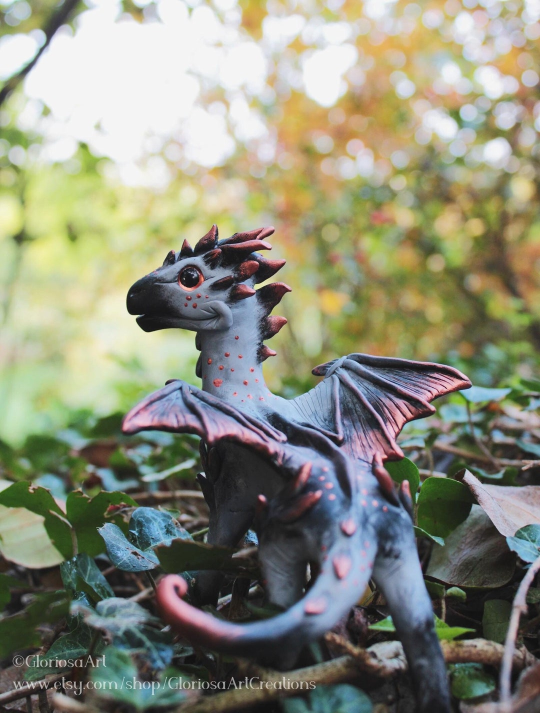 Forest Baby Dragon Figurine - Dragon Figure - Fantasy Sculpure - Magic ...
