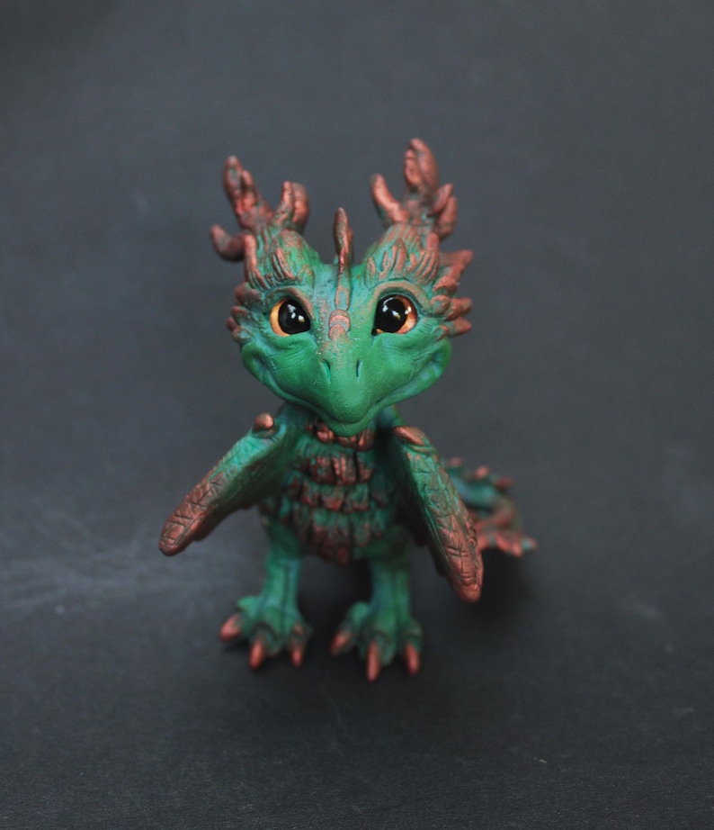 Tiny Forest Dragon Figurine – Polymer Clay Dragon Sculpture - Etsy