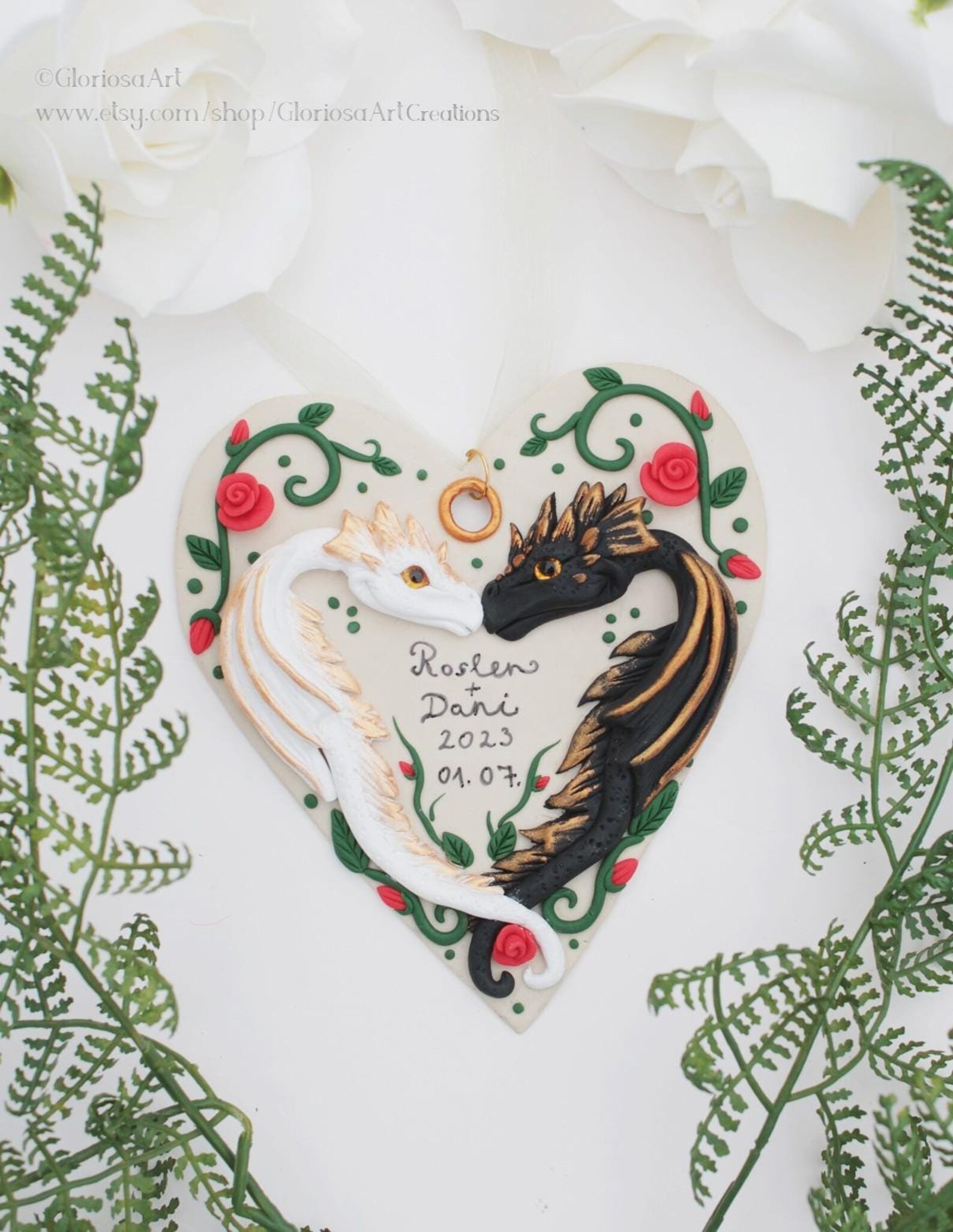 Custom Wedding Dragon Heart - Dragon Bride and Groom Figurine - Dragon ...