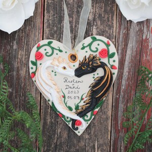 Custom Wedding Dragon Heart - Dragon Bride and Groom Figurine - Dragon ...