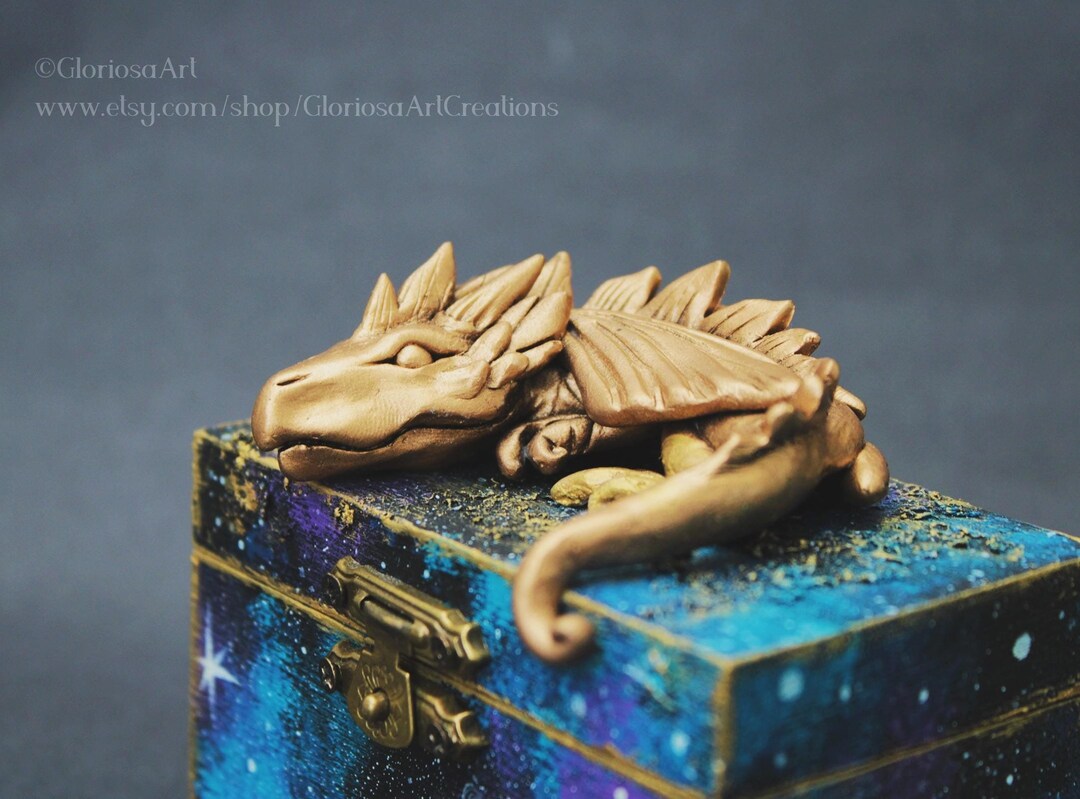 Galaxy Dragon Jewelry Box - Star Dragon Engagement Ring Box, Starry ...