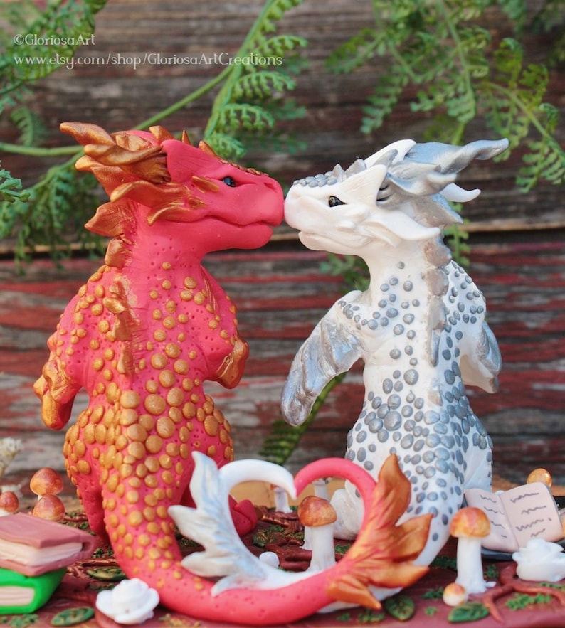 Dragon Wedding Cake Topper - Bride and Groom Dragons - Etsy