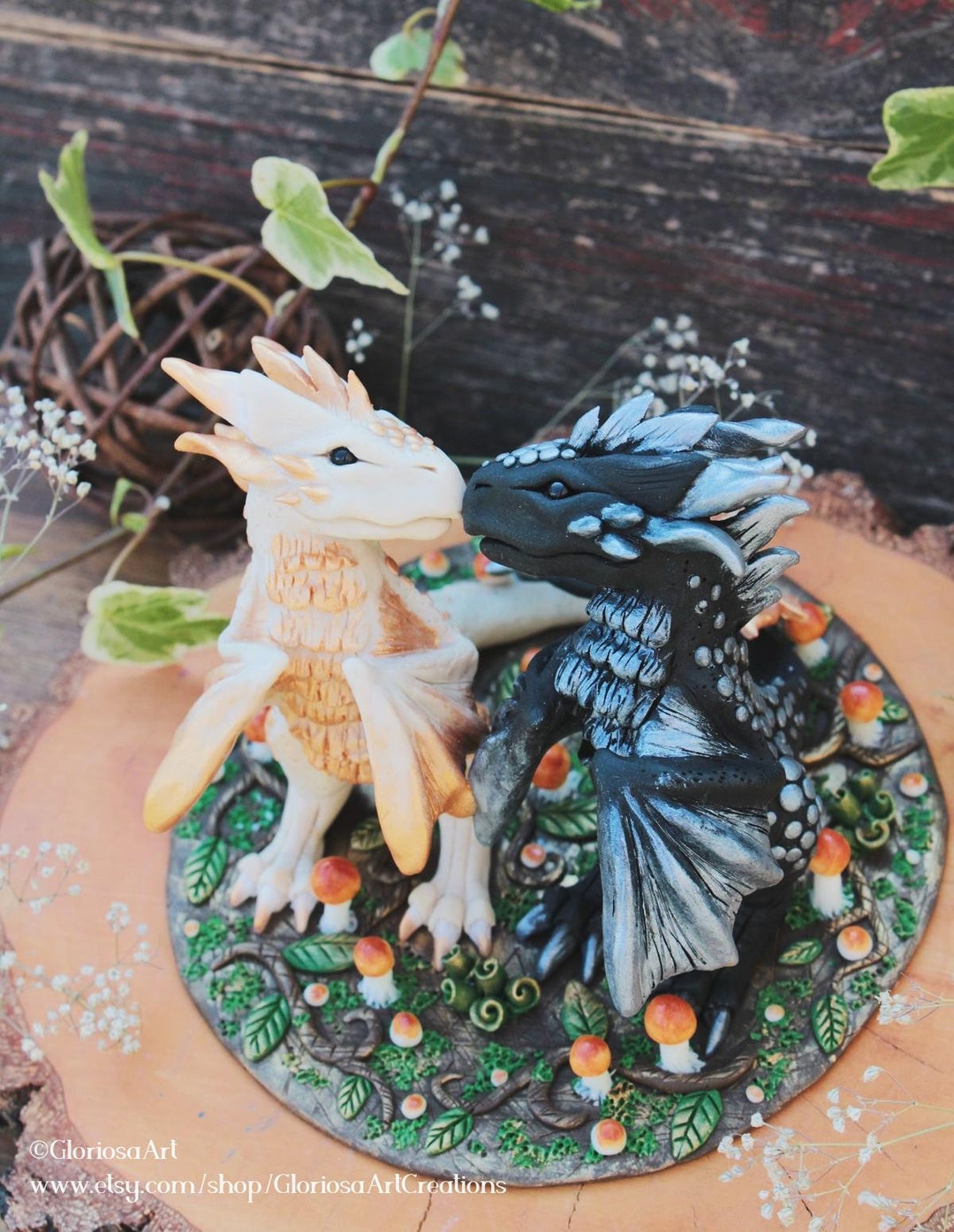Custom Forest Dragon Wedding Cake Topper Dragon Bride and Groom ...