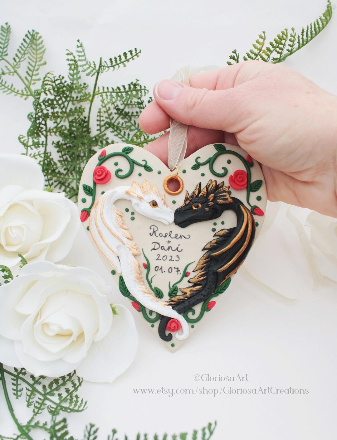 Custom Wedding Dragon Heart - Dragon Bride and Groom Figurine - Dragon ...